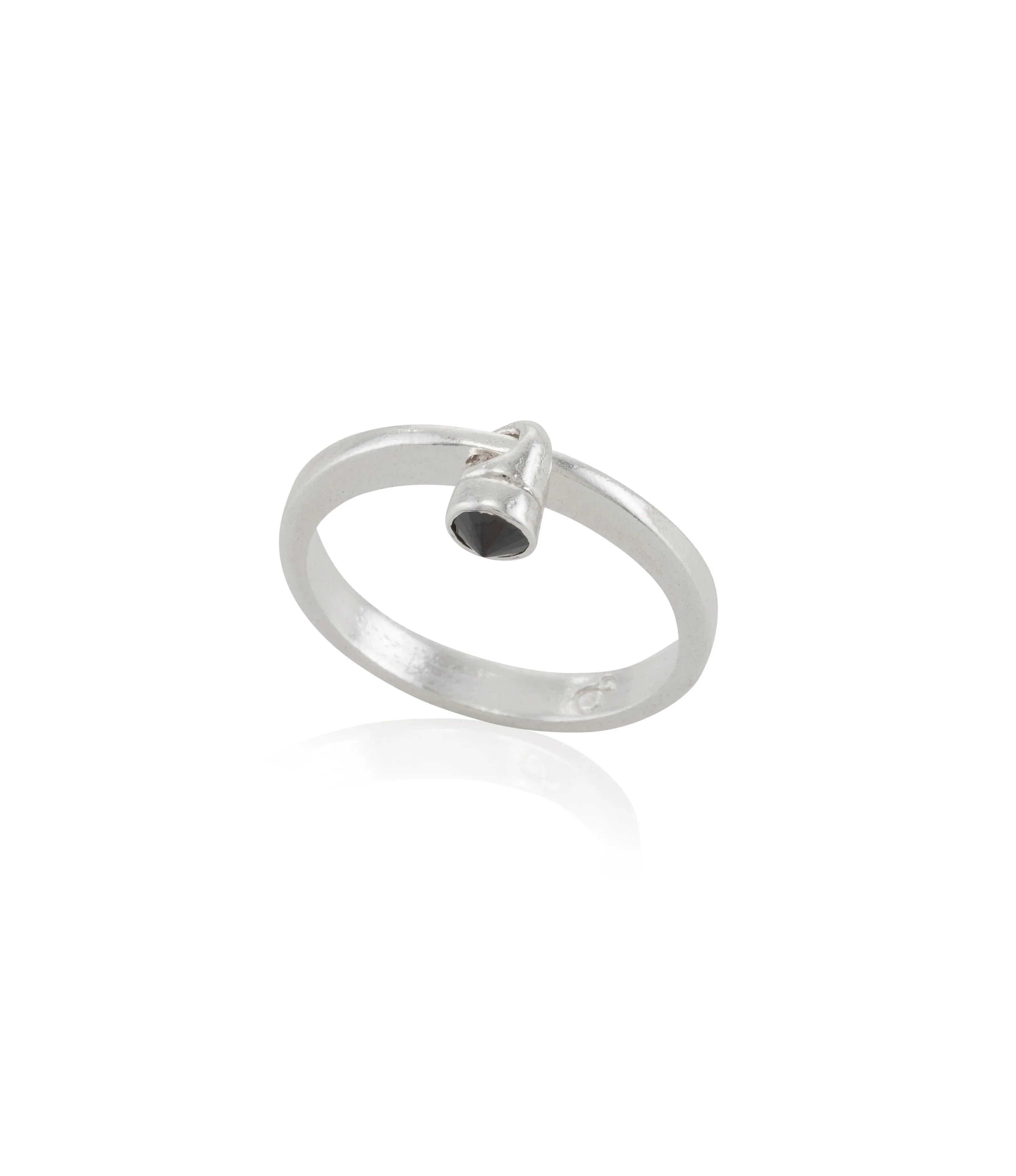 silver ring with a black moving stone – Maya Geller